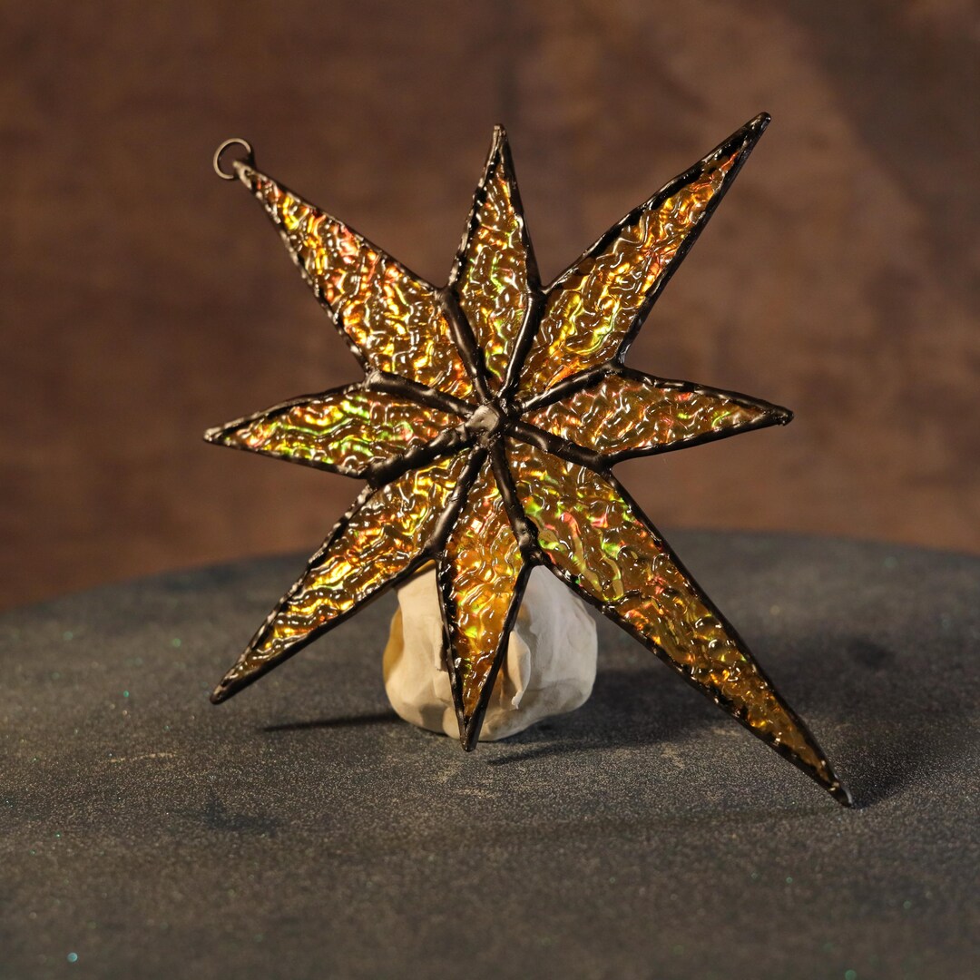 Special Edition! 8-pointed Stained Glass Window Star in Irradiant Gold ...