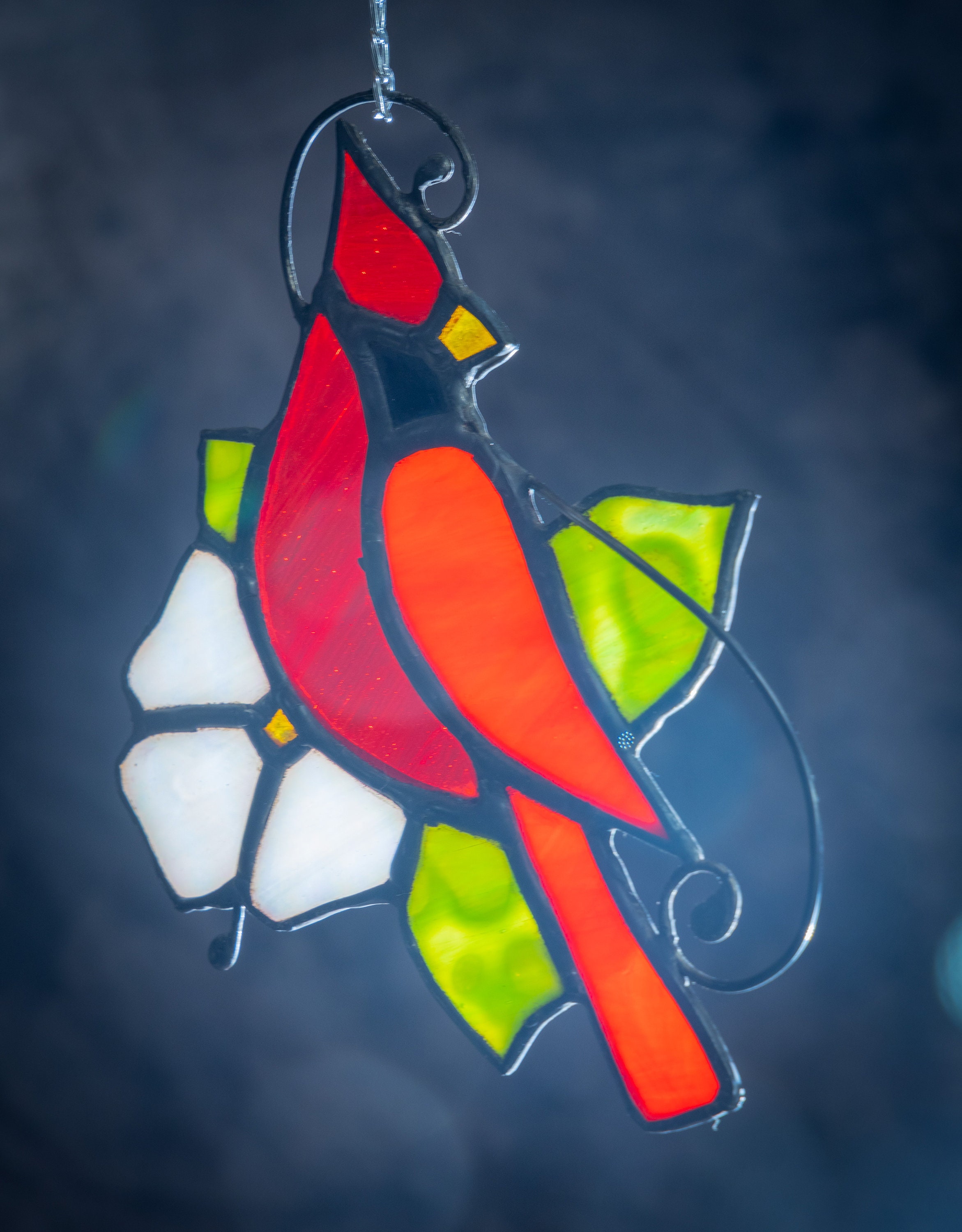 Stained Glass Cardinal Window Hanging Suncatcher. - Etsy