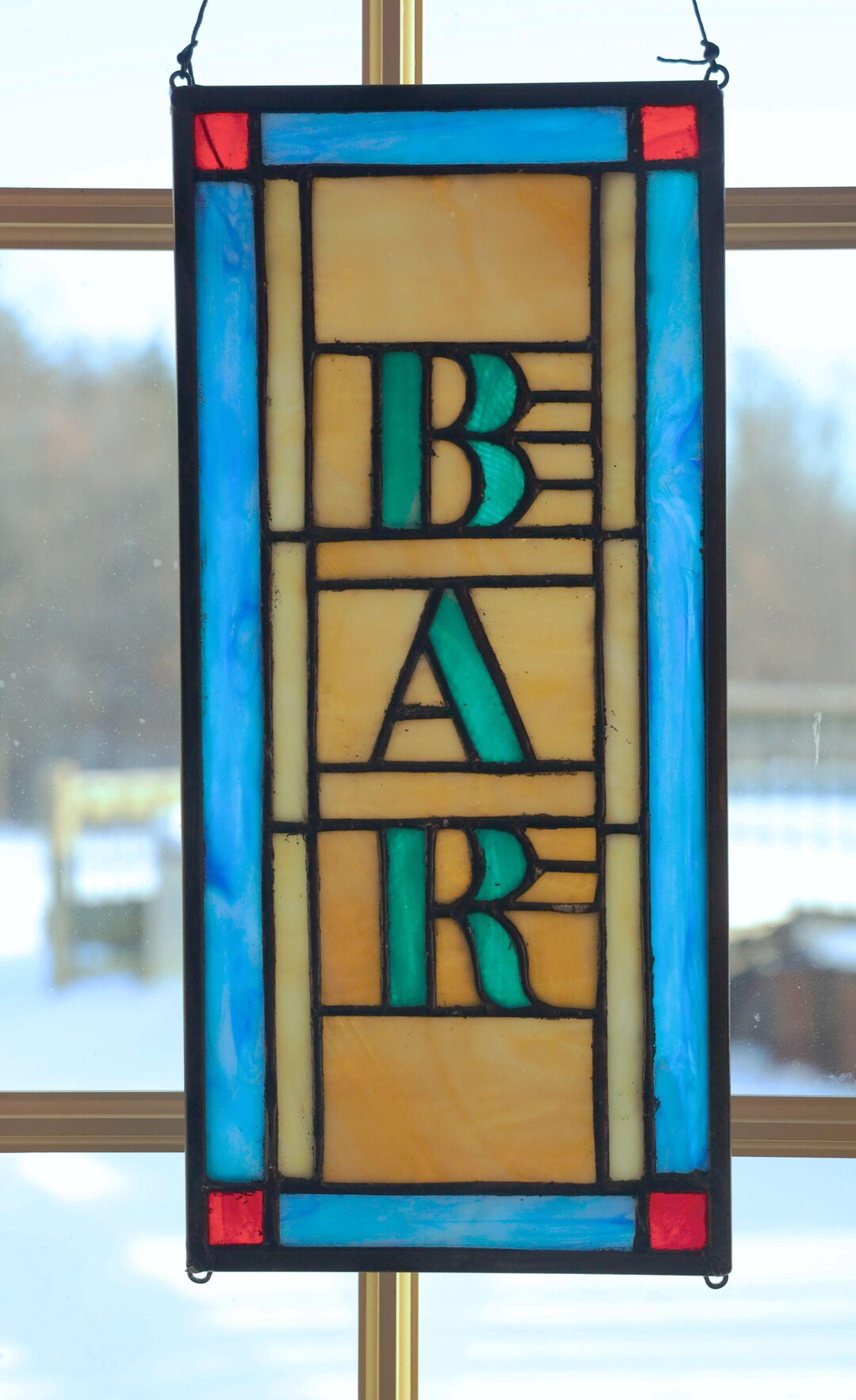 Stained Glass Tall 'BAR' Sign - Etsy