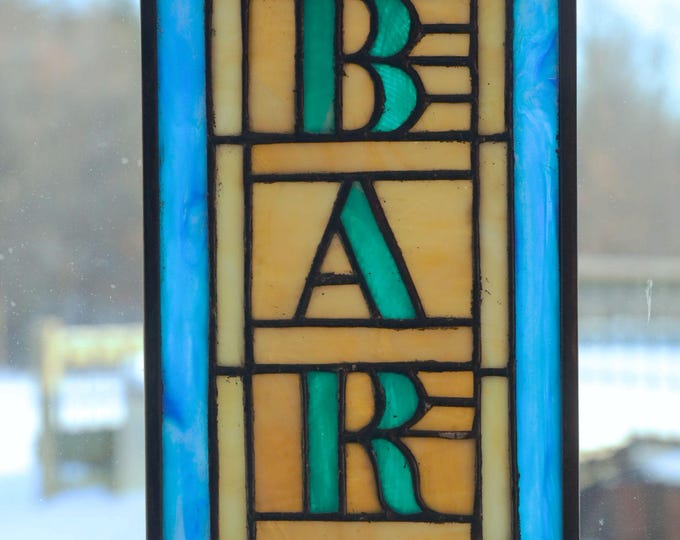 Stained Glass Tall 'BAR' Sign - Etsy