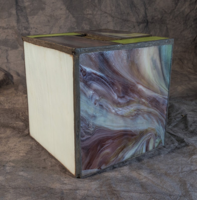 Stained Glass Tissue Box Cover in Waves, Green and White - Etsy