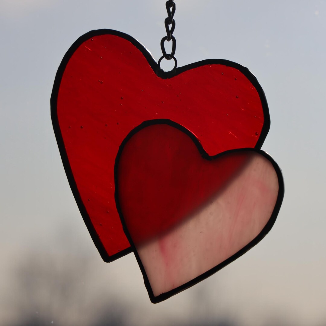 His and Hers Stained Glass Hearts for Any Occasion. - Etsy