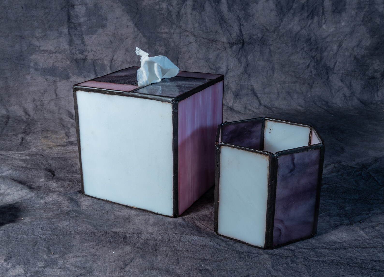 Stained Glass Tissue Box Cover: Pink Waves, Handmade Decor - Etsy