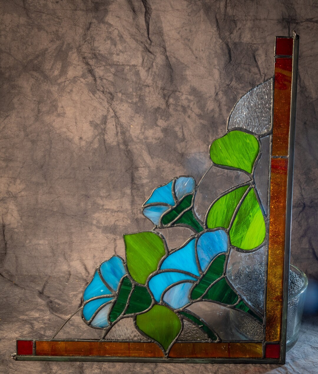 Stained Glass Morning Glory Corner Panel - Series: 3 in the Morning ...