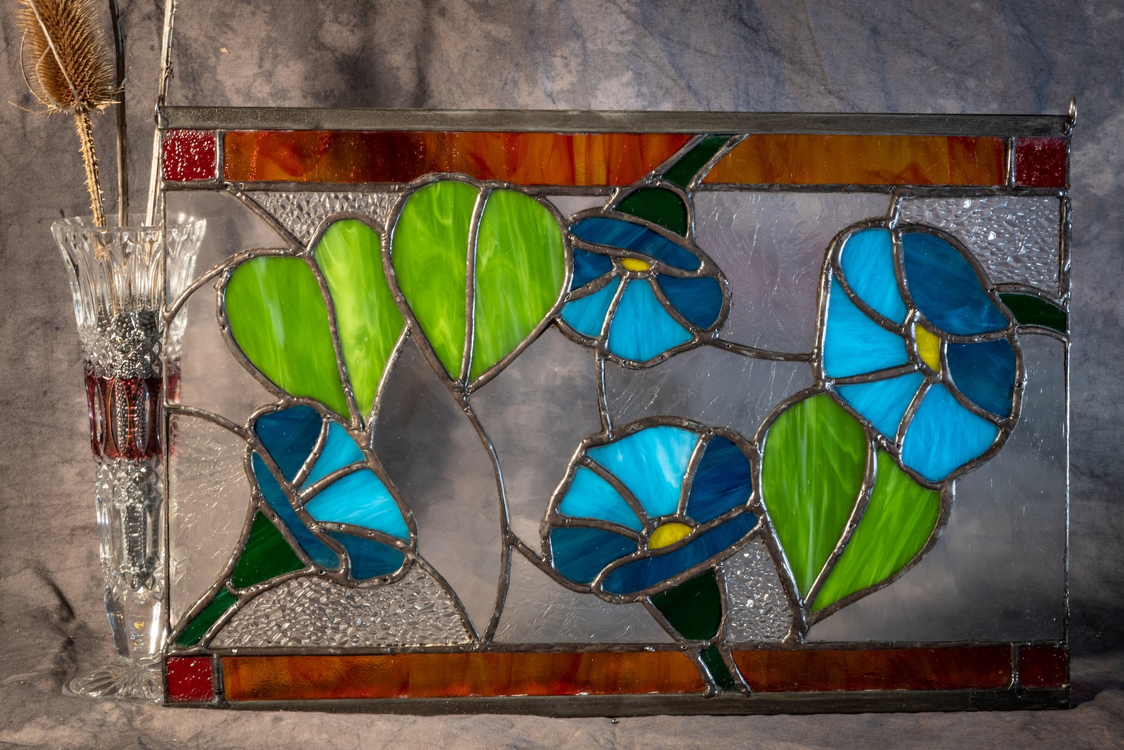 Stained Glass Morning Glory Window Panel - Series: 4 in the Morning ...