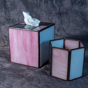 Stained Glass Tissue Box Cover: Pink Waves, Handmade Decor - Etsy