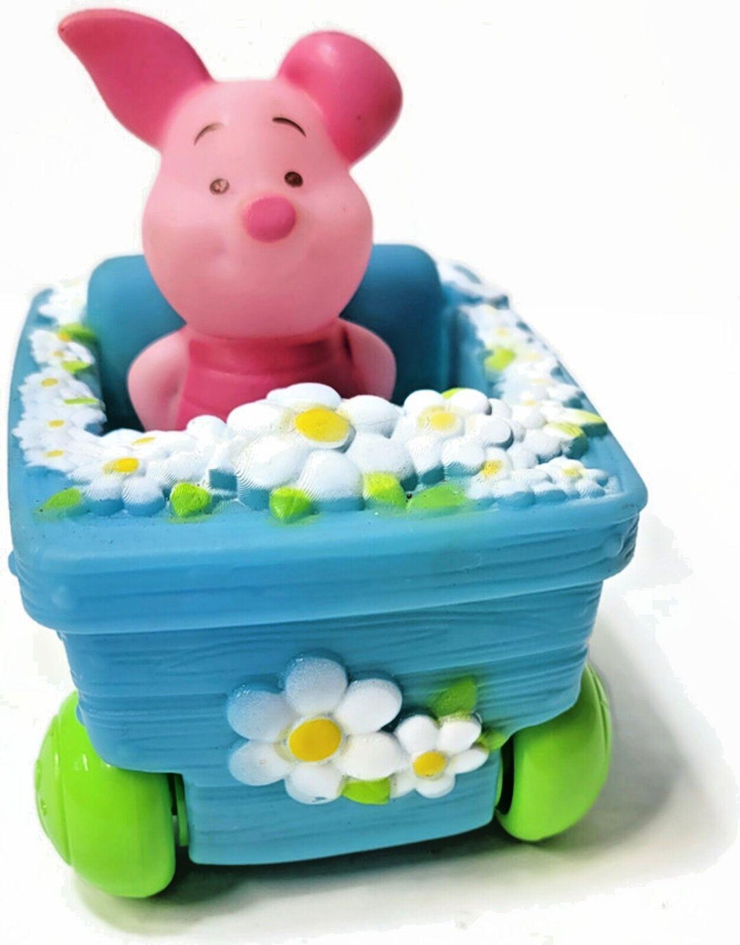 Adorable Rolling Piglet Disney Babies Toy Car Blue W/flowers Plastic ...