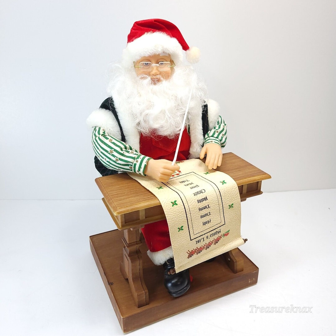 Vintage 1994 Gemmy Animated Santa at His Desk Plays Santa Claus is ...