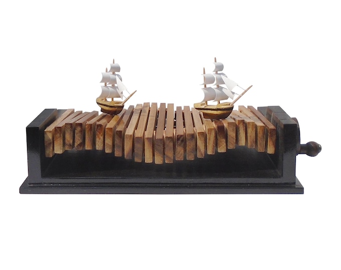Kinetic Sculpture Wooden Sailboat Nautical Art Automaton Sculpture Desk ...