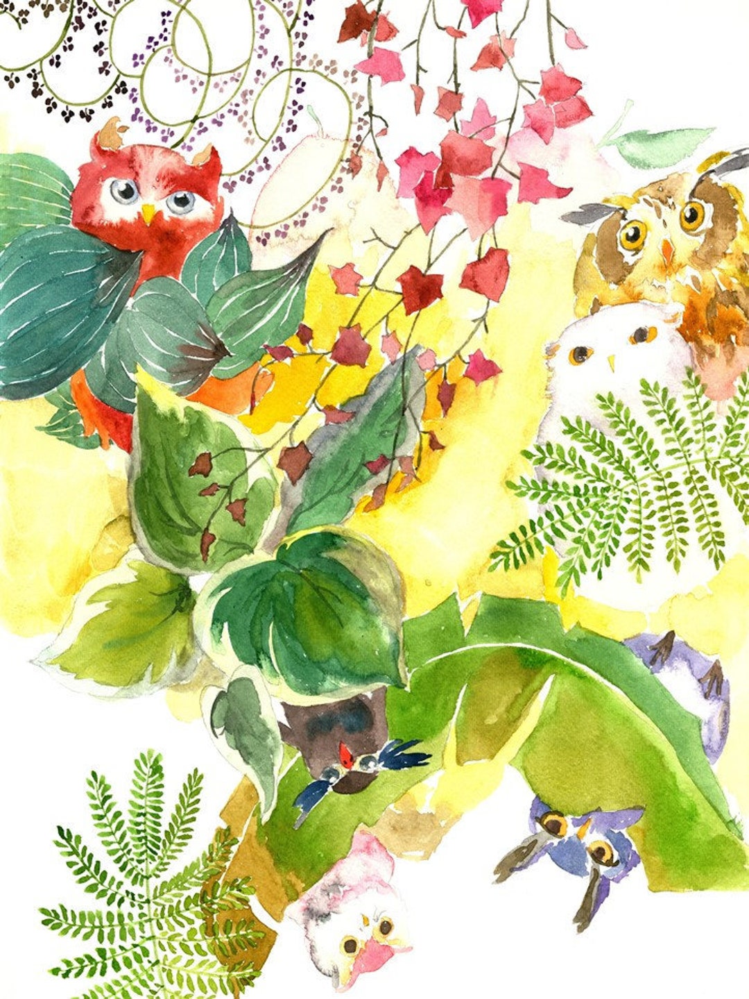 Eule Malerei, Eule Aquarell, Eule Kunst, Eule Druck, Eule Kindergarten ...