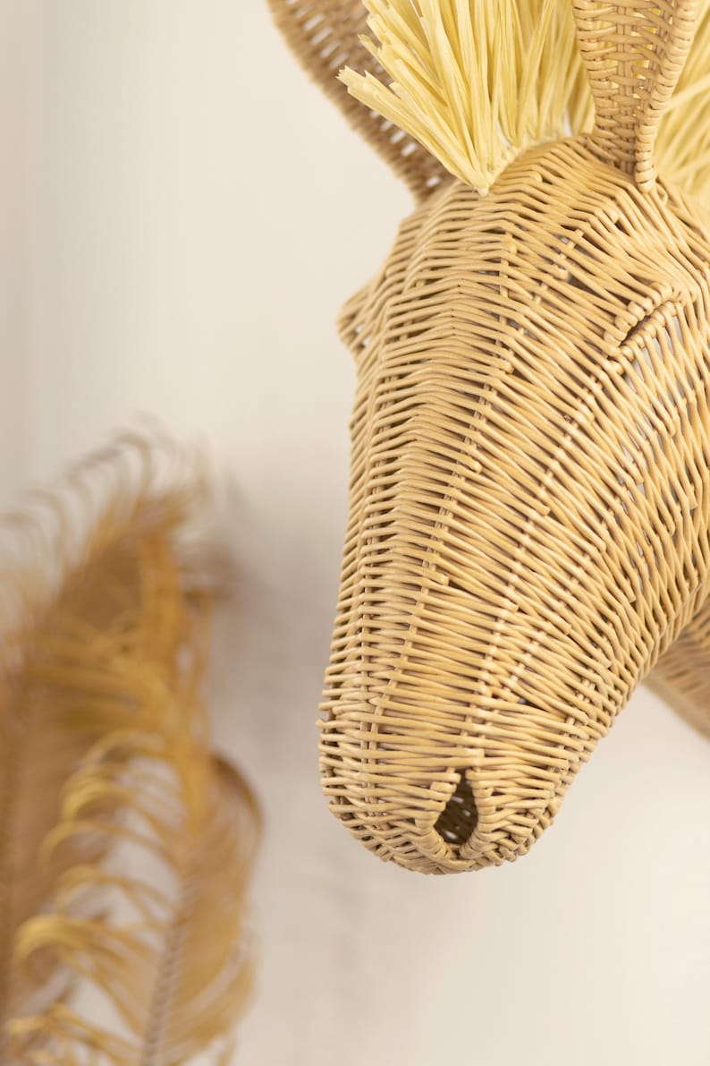 Zebra Wicker Head, Wicker Wall Decor, Home Trophy Animal, Taxidermy ...