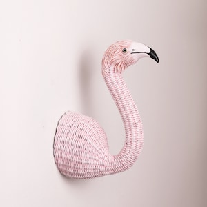 Pink Flamingo, Wicker Flamingo Head, Pink Flamingo Taxidermy Bird ...