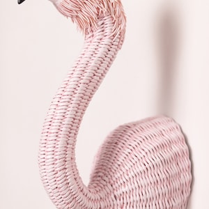 Pink Flamingo, Wicker Flamingo Head, Pink Flamingo Taxidermy Bird ...