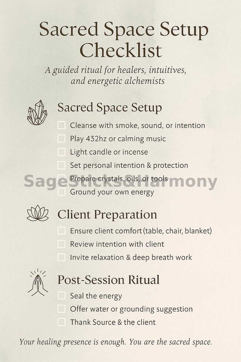 Sacred Space Setup Checklist | Printable Reiki + Energy Healing Guide ...