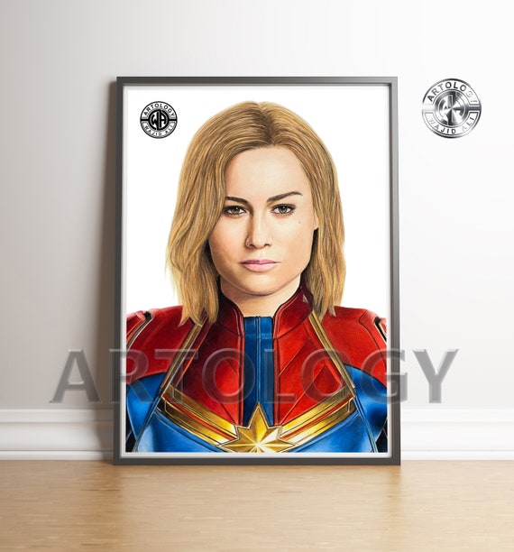 Captain Marvel Drawing A4/A3 Print Artology - Etsy