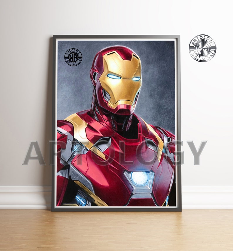 Iron Man Mark 46 Drawing – A4/A3 Giclée Art Print | Marvel Fan Art by ...