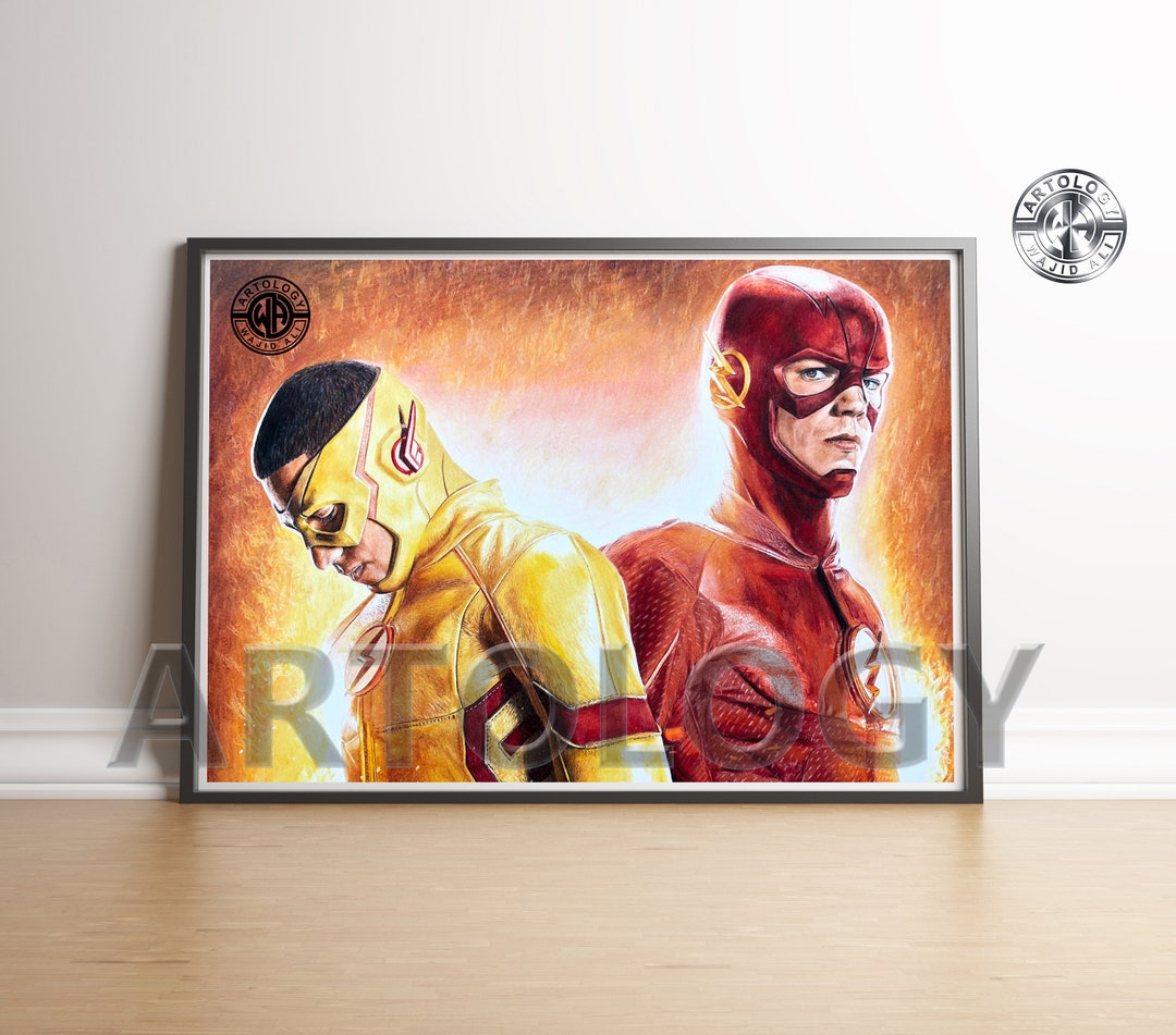 The Flash & Kid Flash Drawing – A4/A3 Giclée Art Print | DC Fan Art by ...