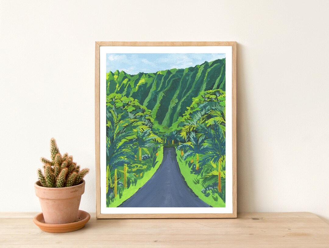 Hoʻomaluhia Botanical Garden: Gouache Painting Art Print, Oahu Artwork ...