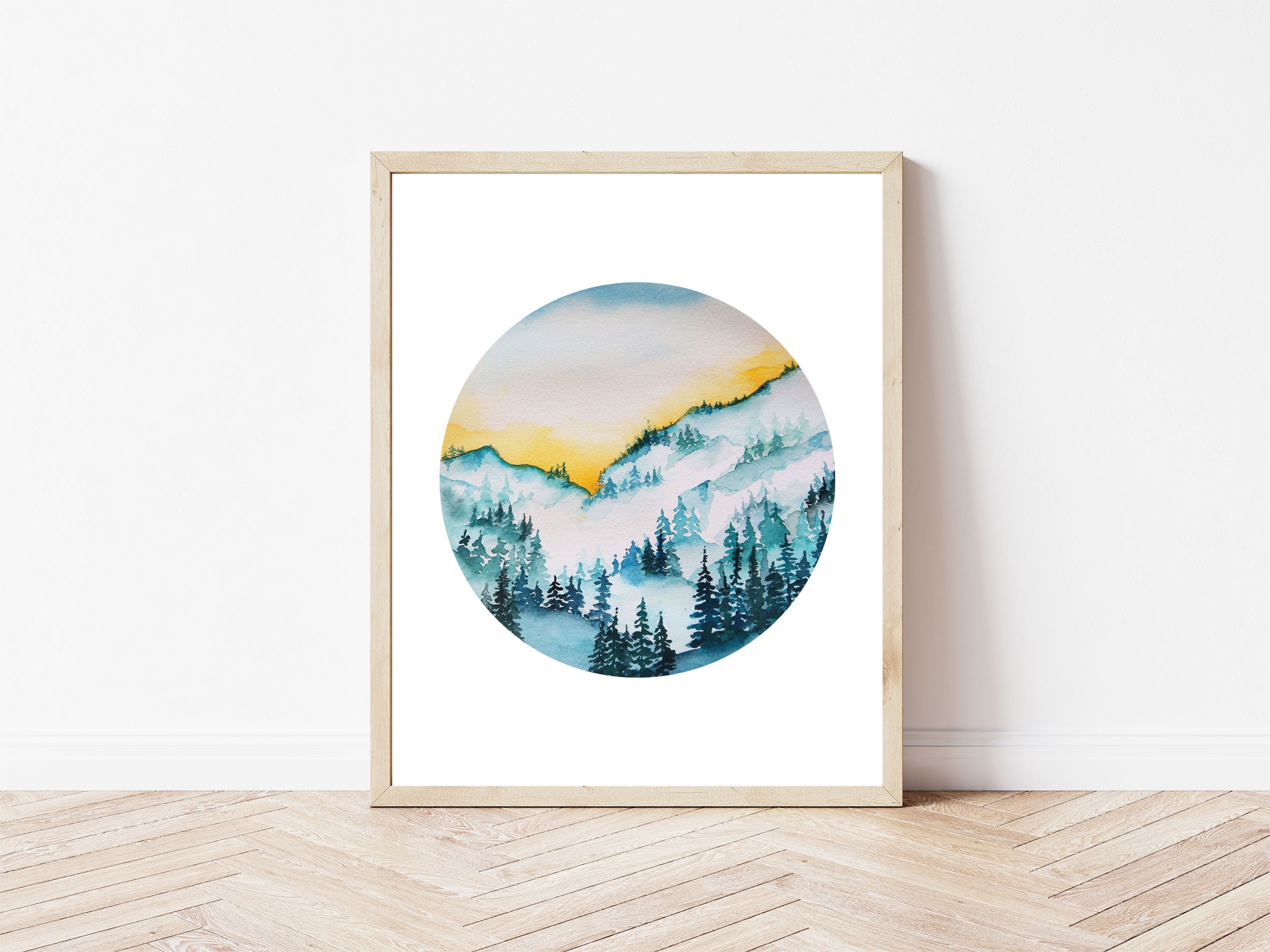 Misty Mountains, Mountain Watercolor, Watercolor Art Print, Digital ...