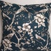 French General Aviary Toile Bird Blue Indigo Ivory Throw Pillow Cover ...