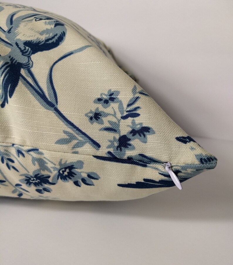 French General Aviary Toile Bird Blue Ivory Throw Pillow Cover | Etsy