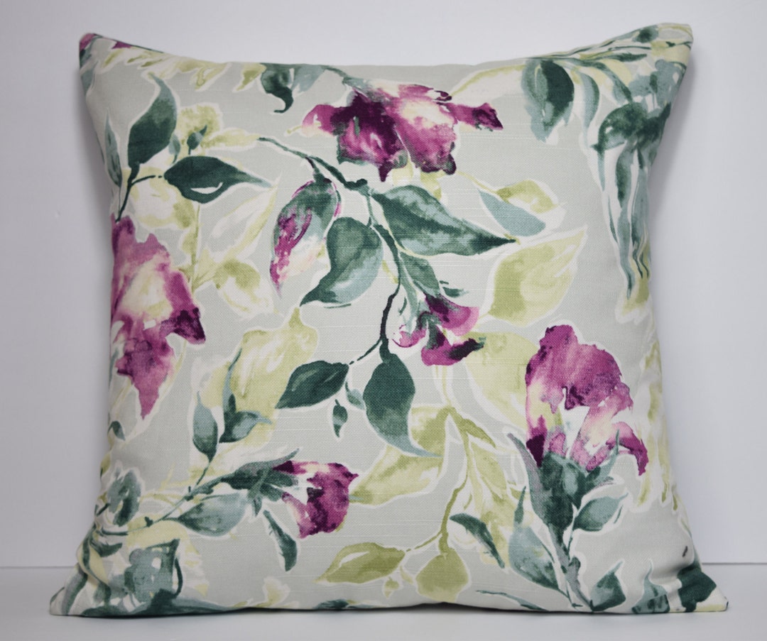 Kelly Ripa Purple and Green Glorious Garden Heather Floral Throw Pillow ...