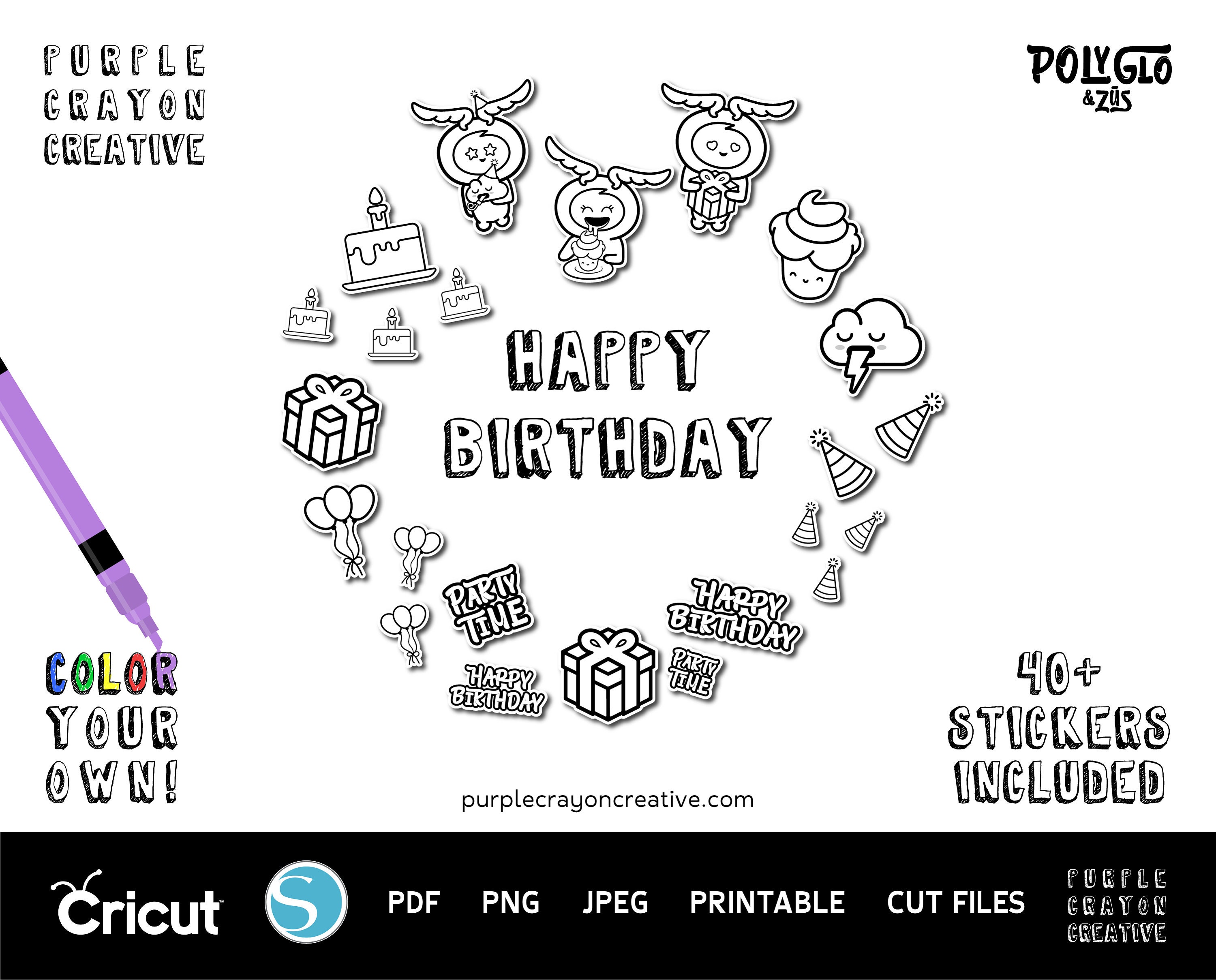 birthday-planner-stickers-color-your-own-black-and-white-etsy