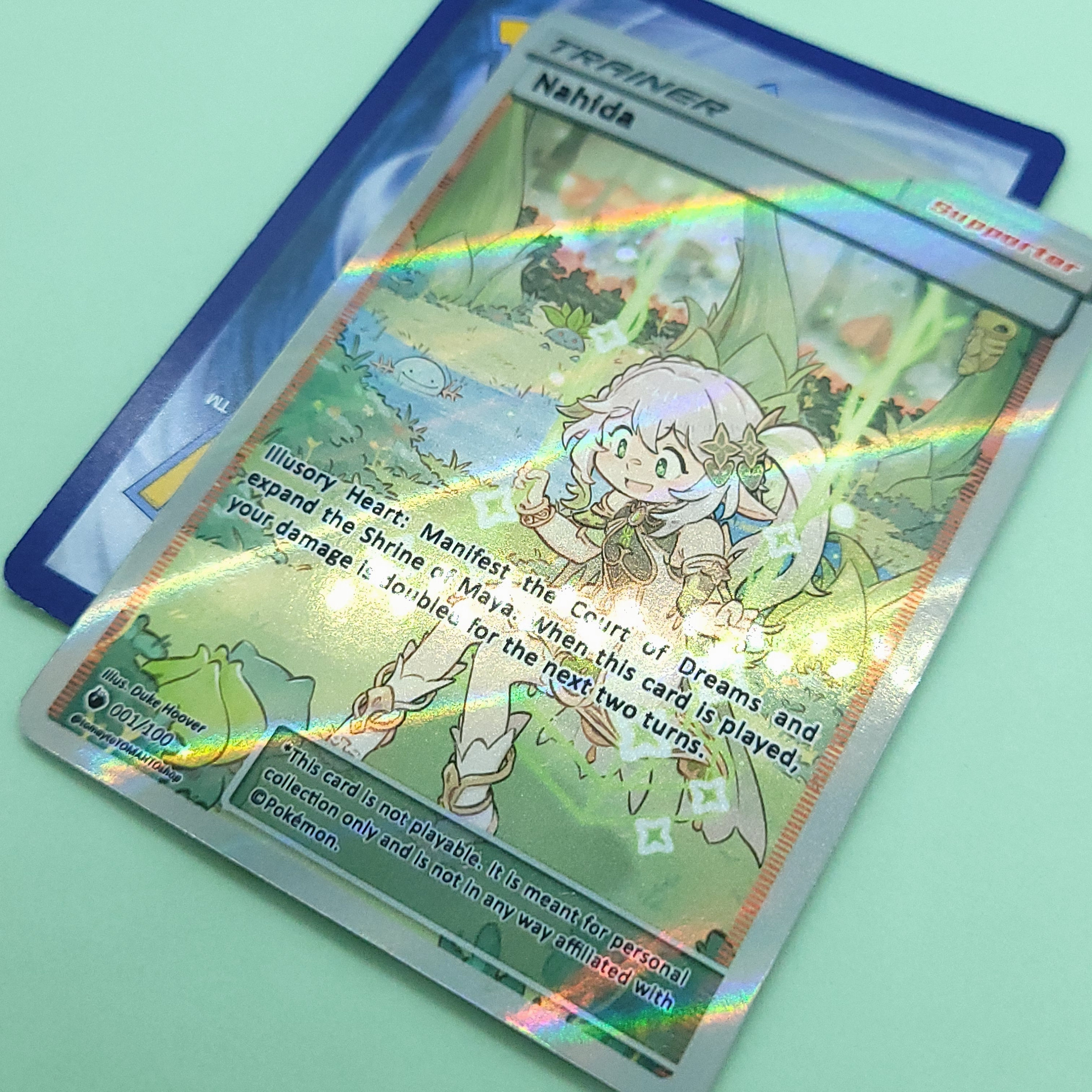 Nahida Full Art Trainer Custom Pokemon Card Genshin Card - Etsy