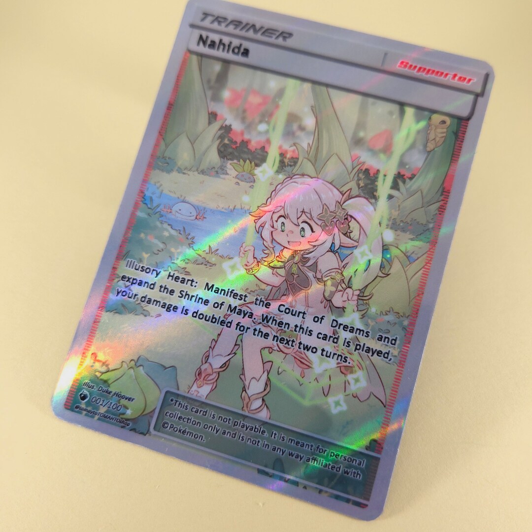 Nahida Full Art Trainer Custom Pokemon Card, Genshin Card, Genshin ...