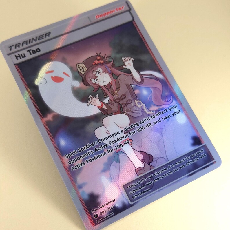 Hu Tao Full Art Trainer - Custom Pokemon Card, Genshin Card, Genshin ...
