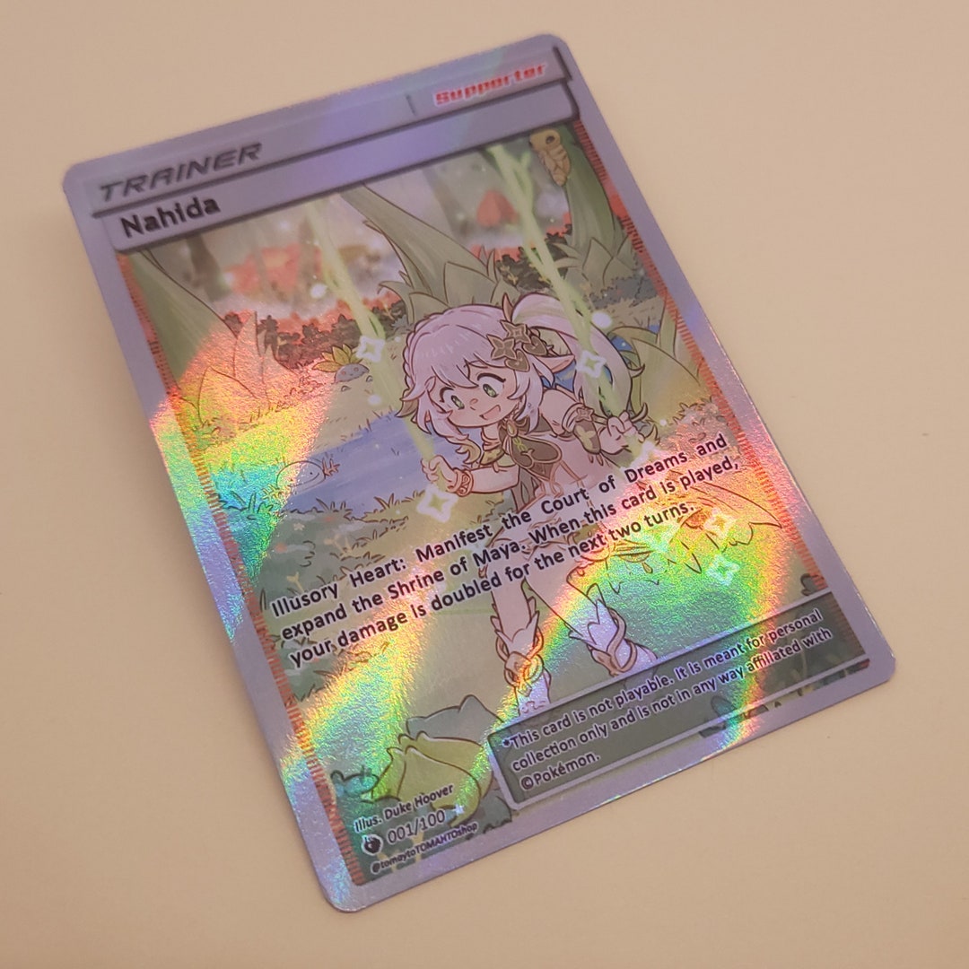 Nahida Full Art Trainer Custom Pokemon Card, Genshin Card, Genshin ...