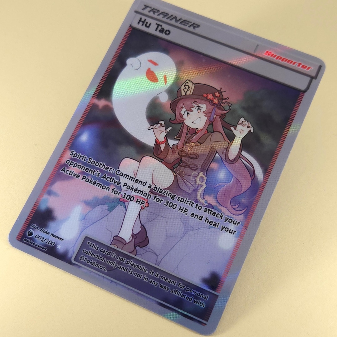 Hu Tao Full Art Trainer - Custom Pokemon Card, Genshin Card, Genshin ...