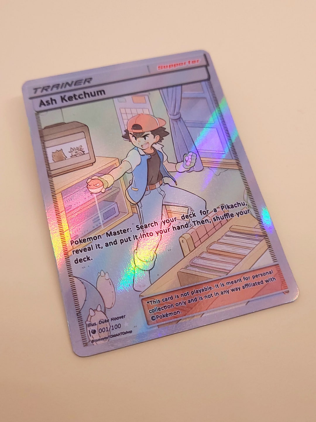 Ash Ketchum Full Art Trainer Custom Pokemon Card - Etsy