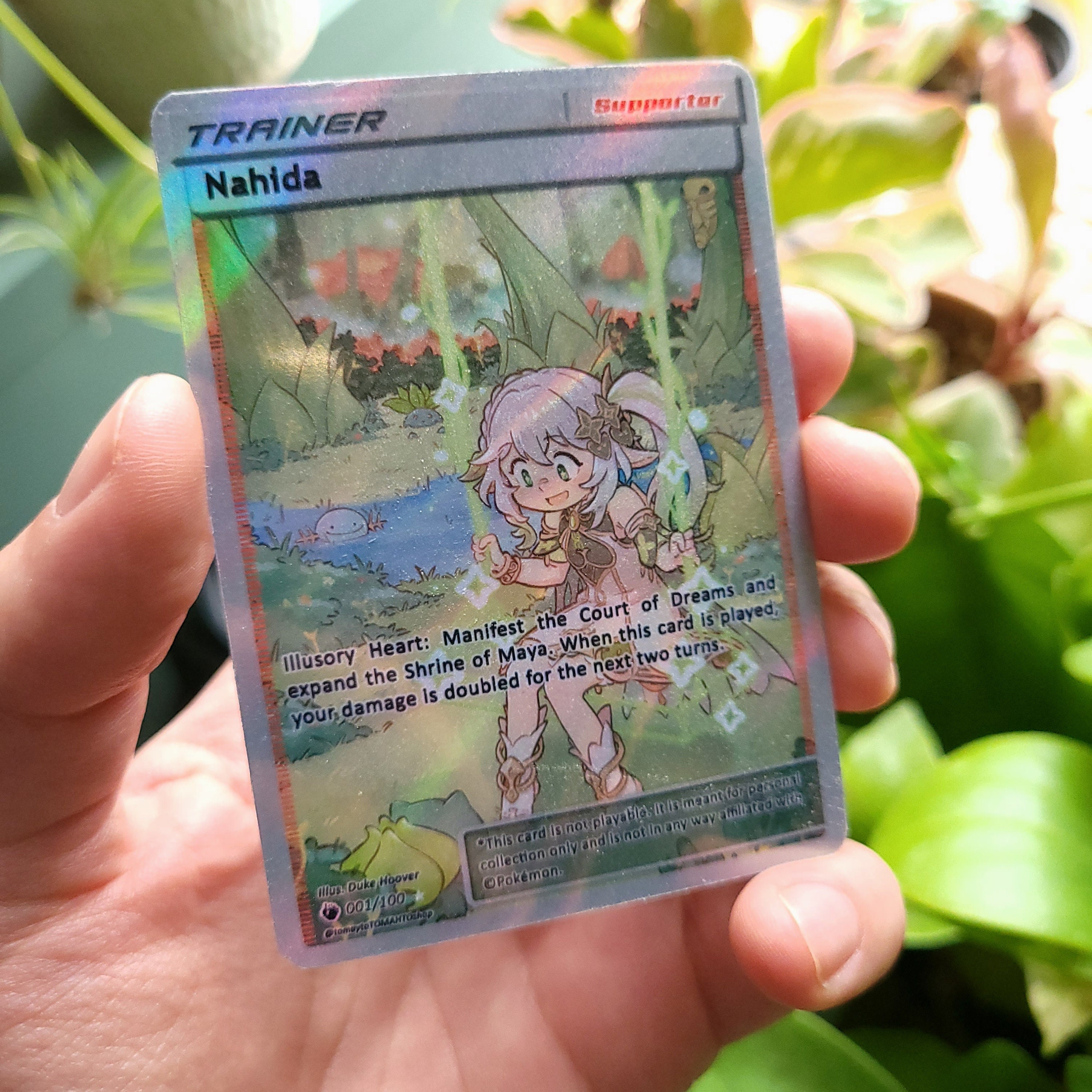 Nahida Full Art Trainer Custom Pokemon Card Genshin Card - Etsy