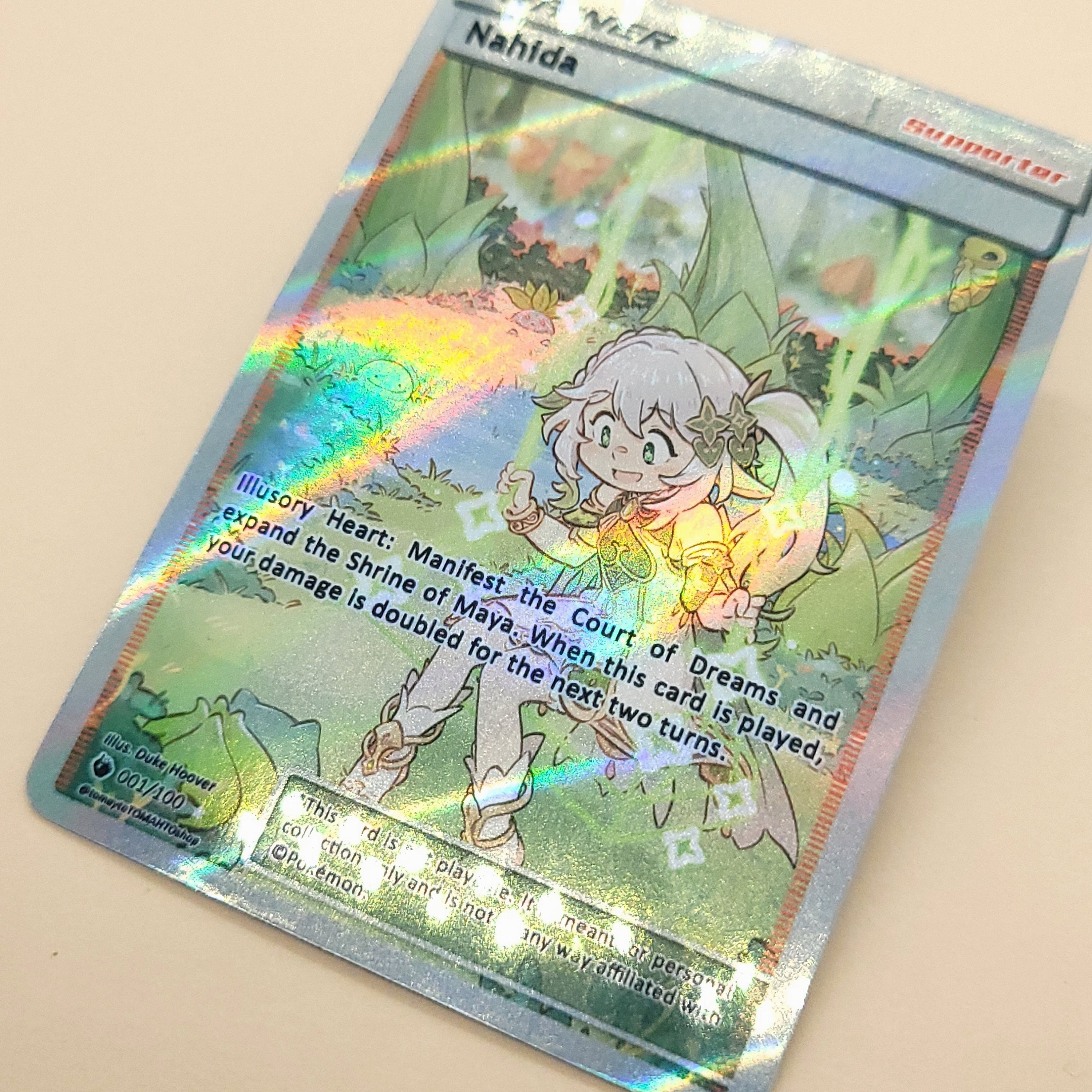 Nahida Full Art Trainer Custom Pokemon Card Genshin Card - Etsy