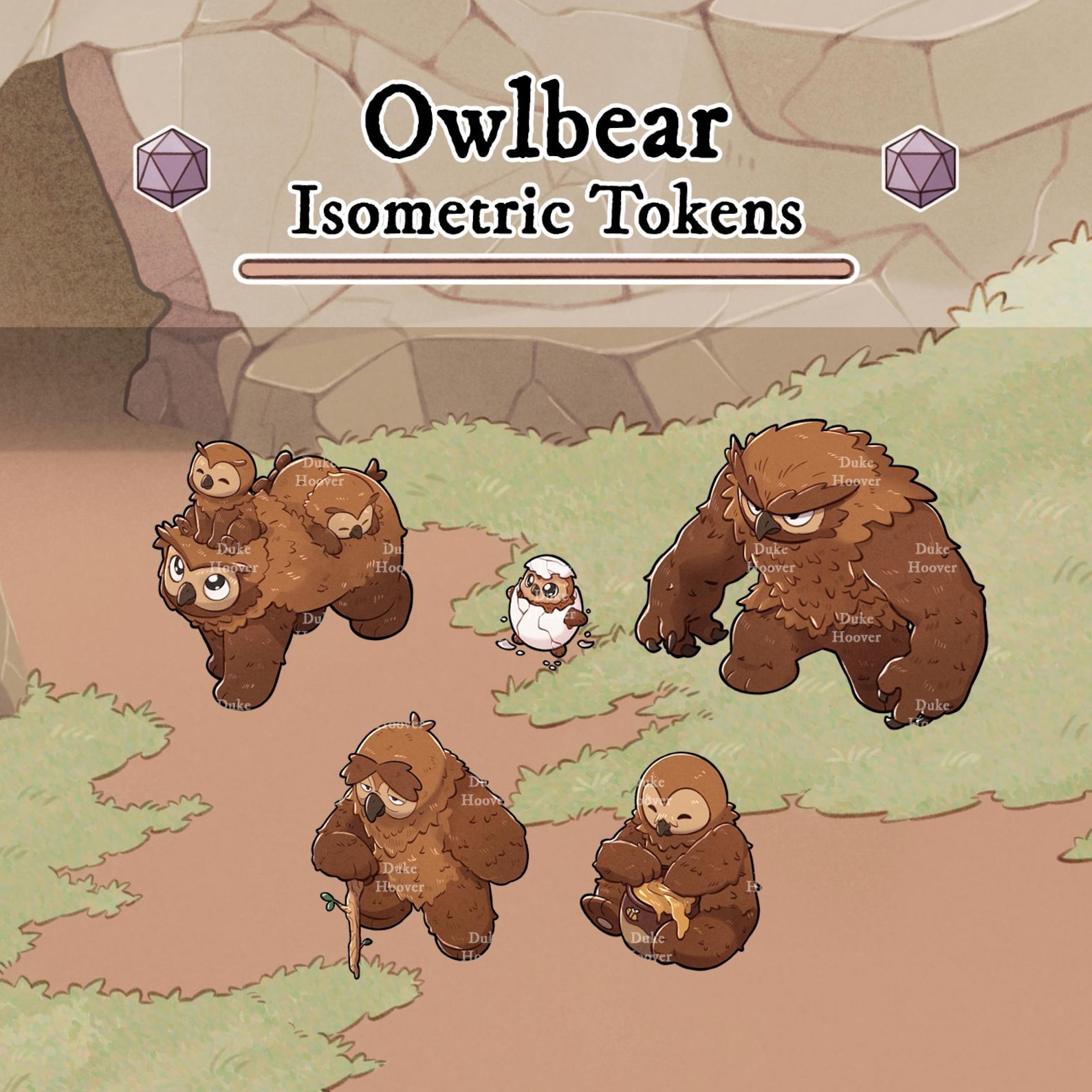 Owlbear Isometric Tokens - Digital Download, Dnd, TTRPG, VTT, Dungeons ...