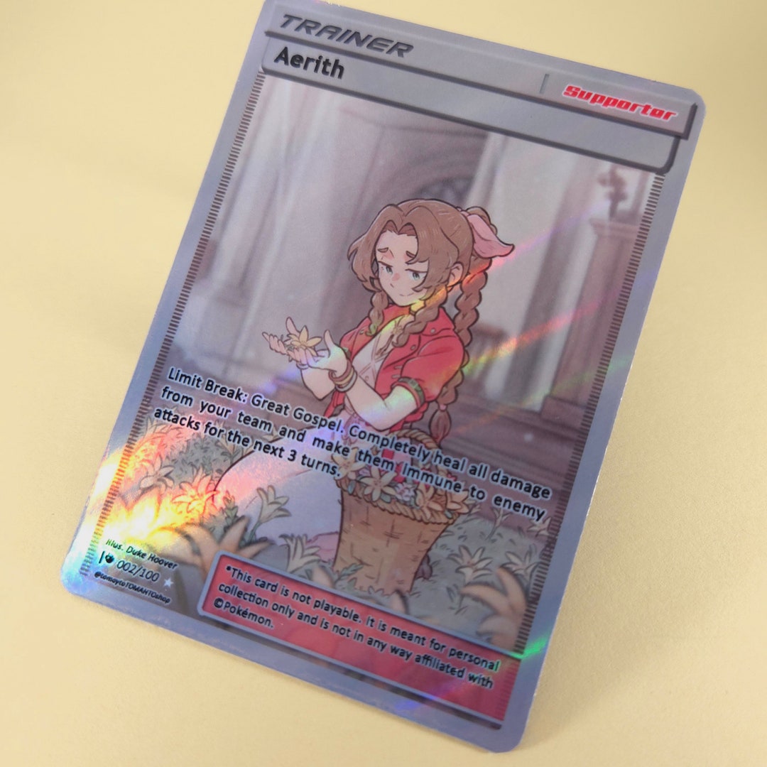 Aerith Gainsborough Full Art Trainer Custom Pokemon Card, Final Fantasy ...