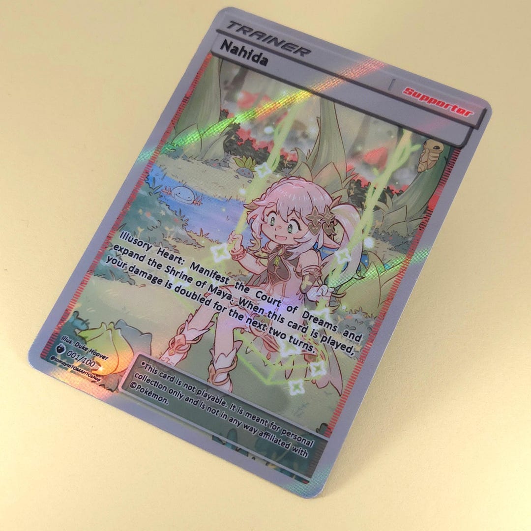 Nahida Full Art Trainer - Custom Pokemon Card, Genshin Card, Genshin ...