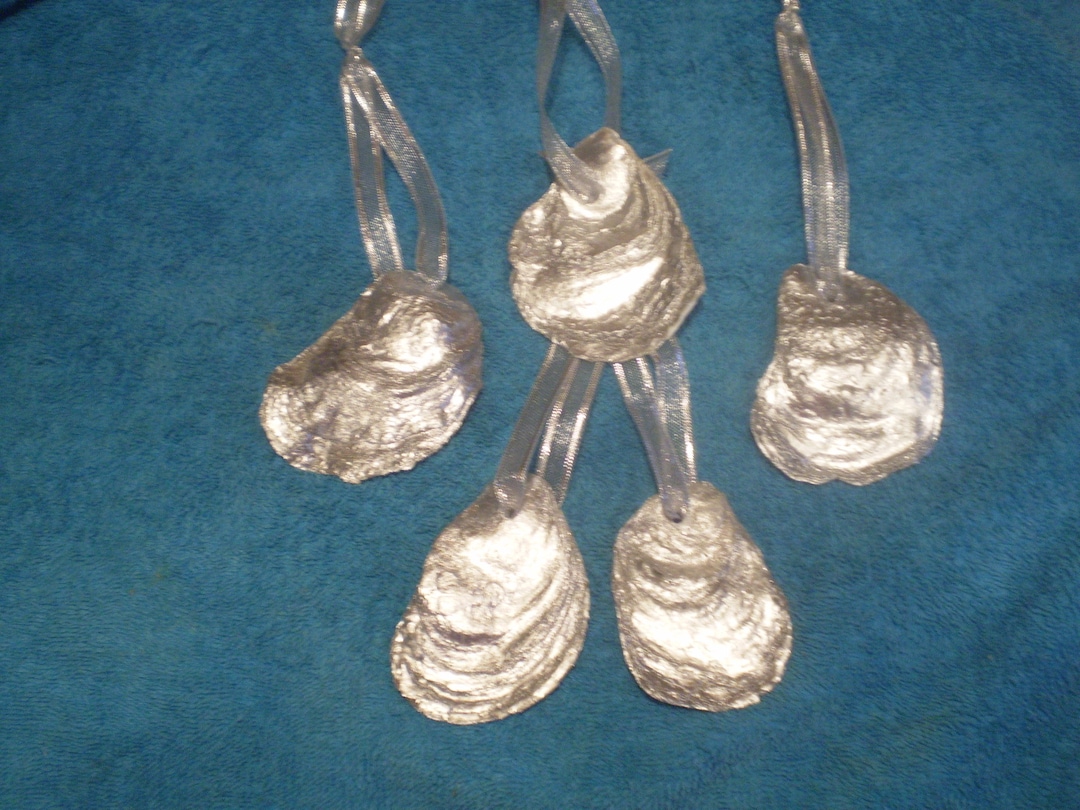 Hand Painted Oyster Shell Silver 5 Count - Etsy