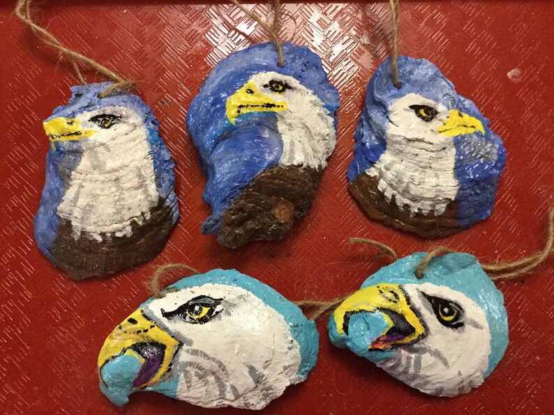 Hand Painted Oyster Shell Eagle - Etsy