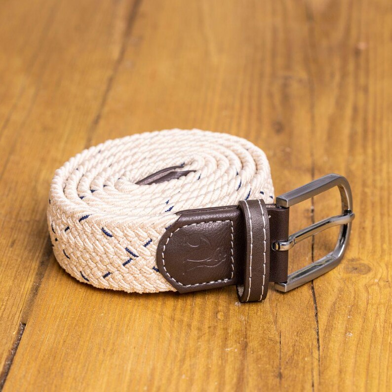 Woven Belt - Cream & Blue Dot - Etsy