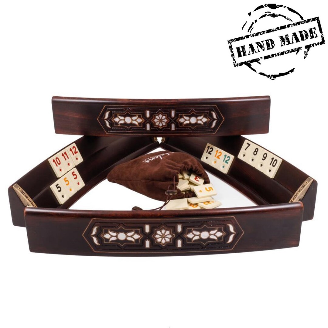 Helena Wood Art 6 Players Mother of Pearl Inlaid Curved Rummy Cube ...