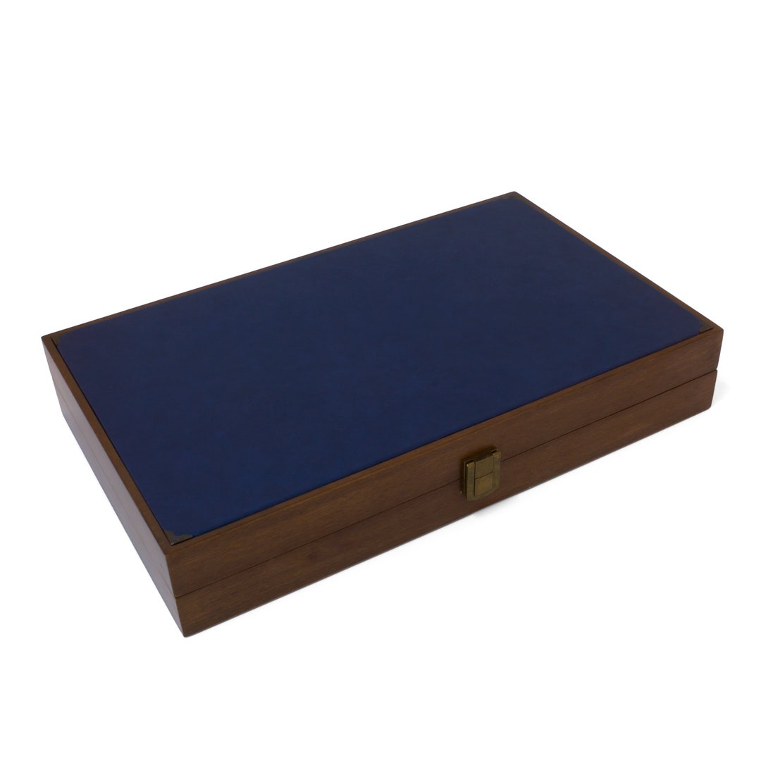 Meta Blue Backgammon Set Wooden Colored Playground Leather Covered ...