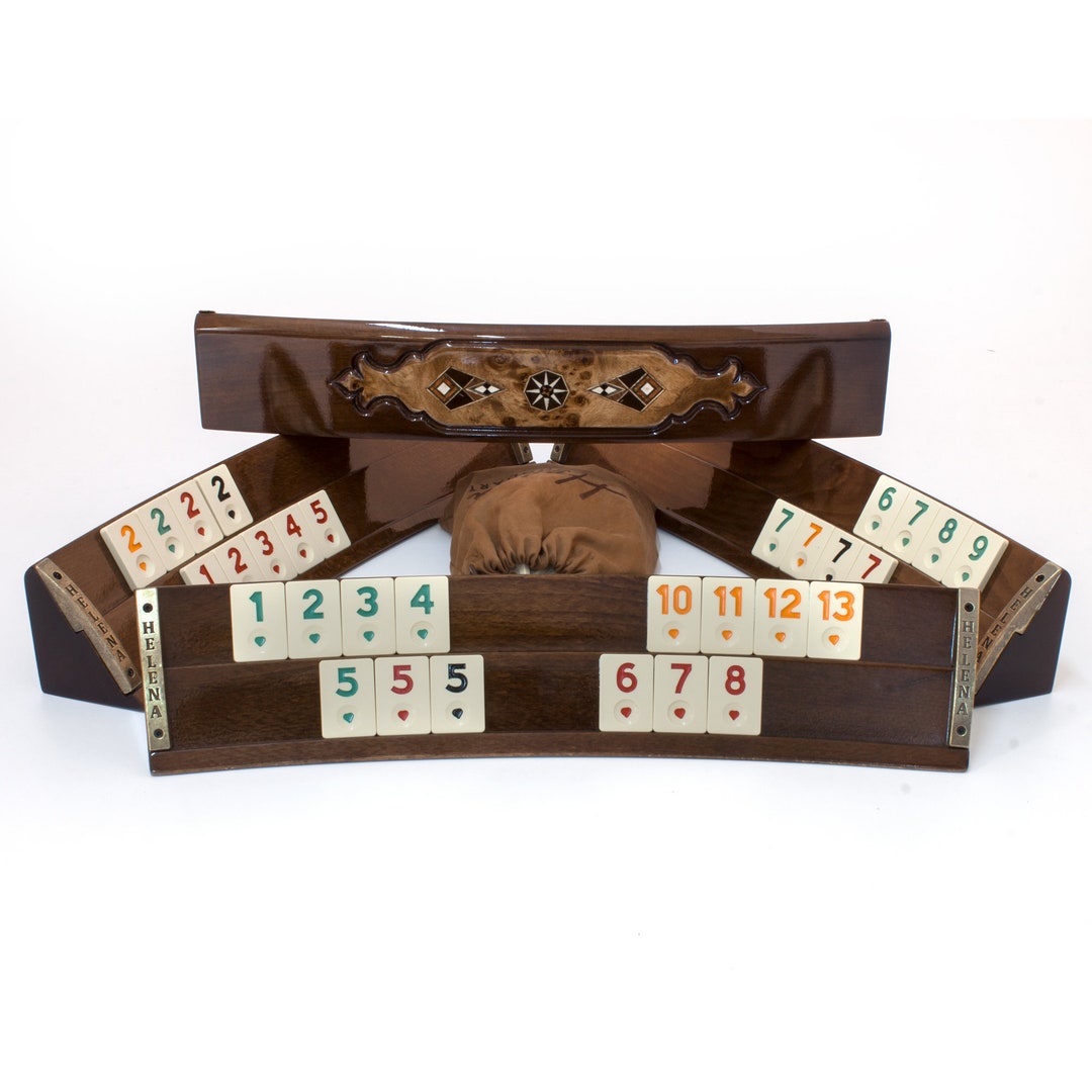 New Mosaic Inlaid Rummikub Game Set Helena Wood Art Natural Mazel ...