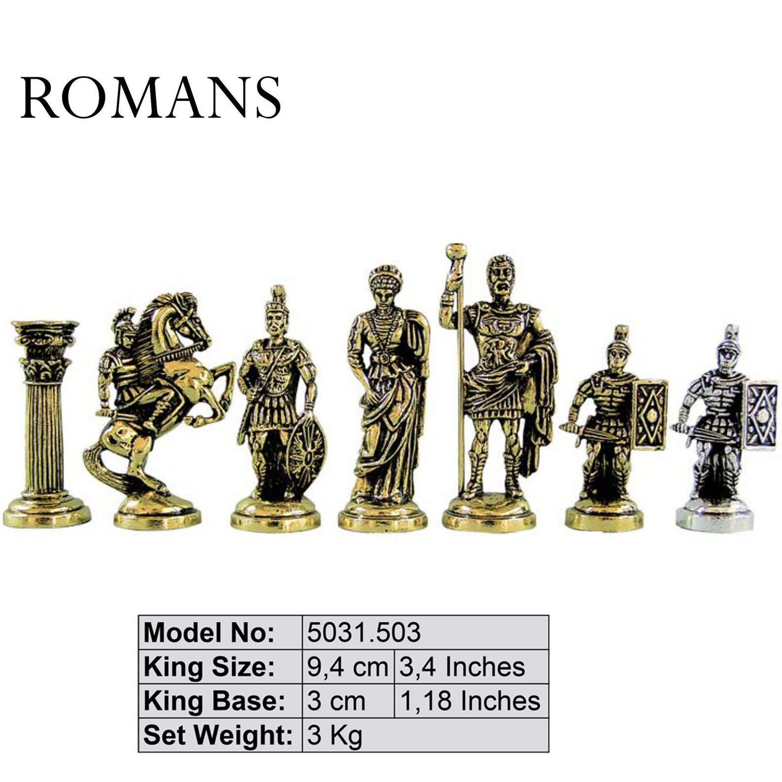 19.3 Inches Wooden Flat Chess Set With Metal Chessmen Black | Etsy