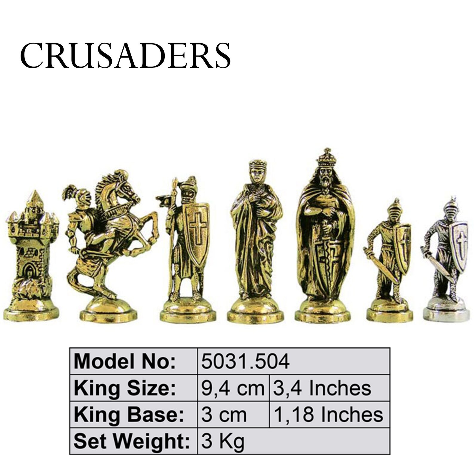 19.3 Inches Wooden Flat Chess Set With Metal Chessmen Black | Etsy