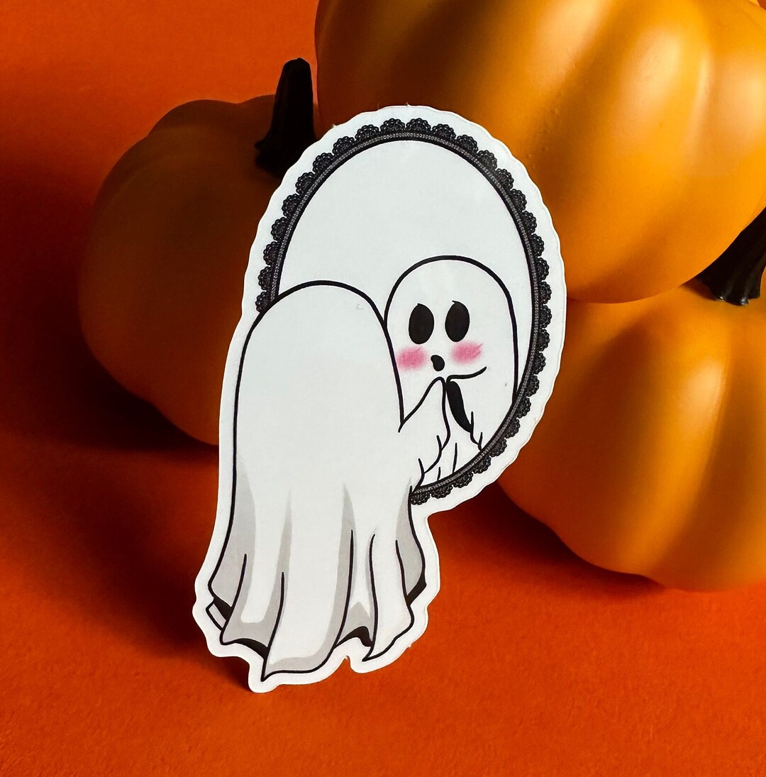 Spooky Ghost Vinyl Sticker Seeing Reflection BOO - Etsy