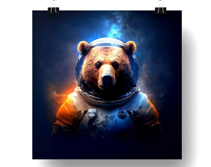 Space Grizzly Brown Bear Astronaut Digital Art Print - Elon Musk as a ...