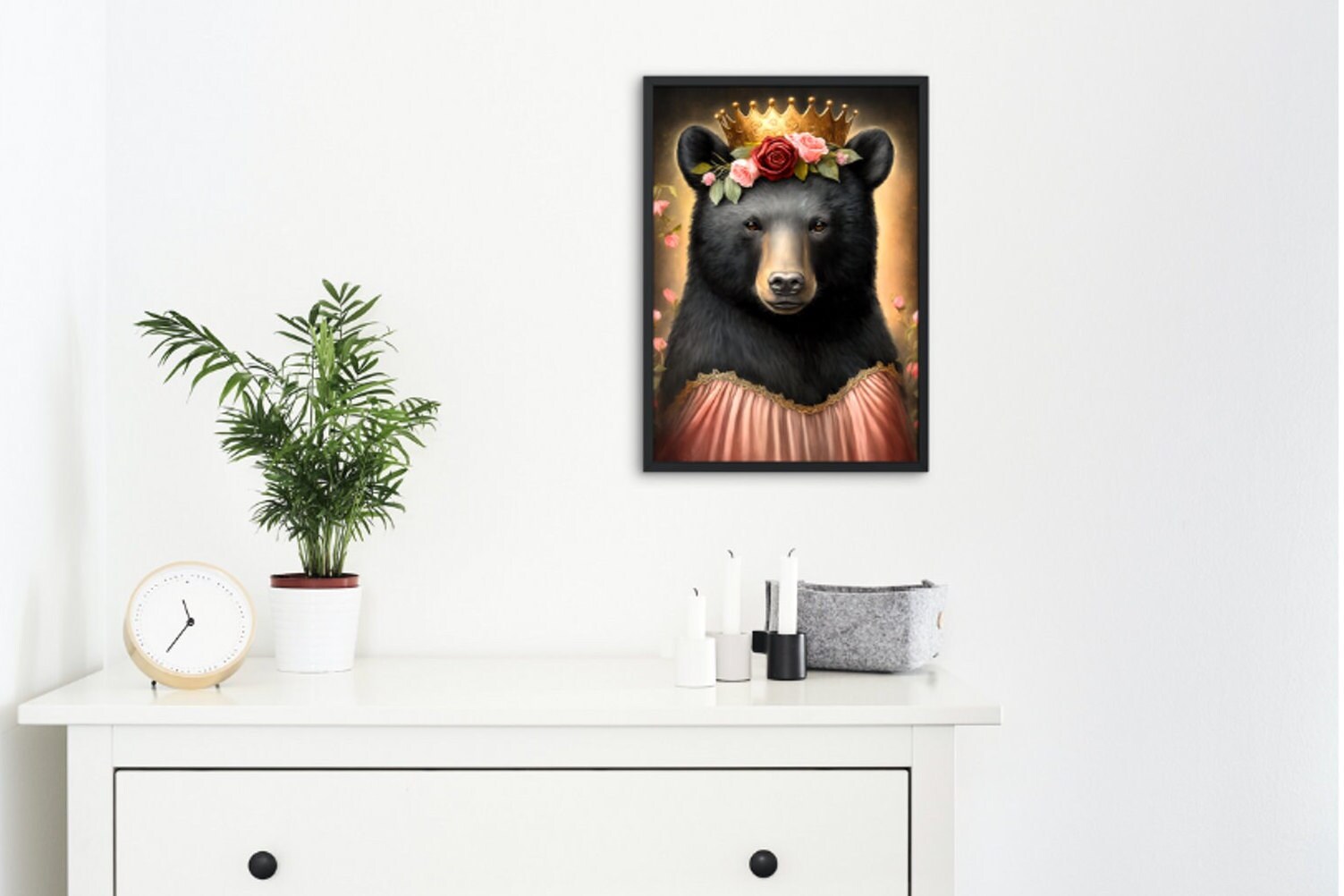 Queen Black Bear Digital Art Print Nature Lover Wall Art for Kids Rooms ...