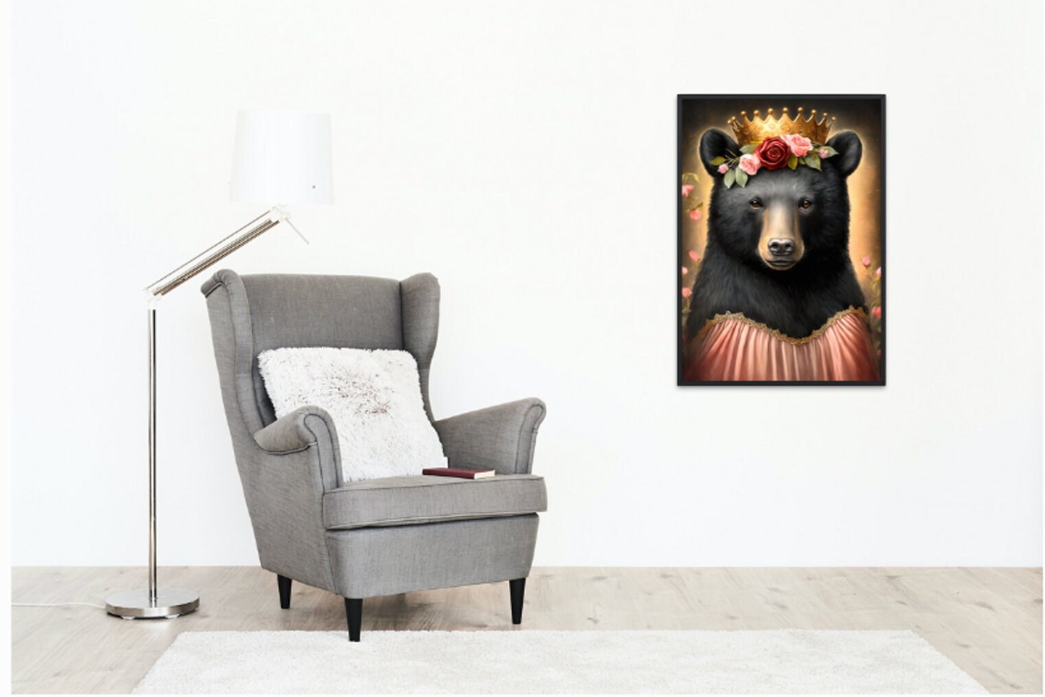 Queen Black Bear Digital Art Print Nature Lover Wall Art for Kids Rooms ...